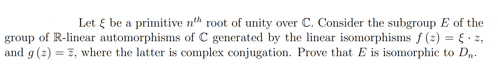 Solved Let ξ be a primitive nth root of unity over C. | Chegg.com