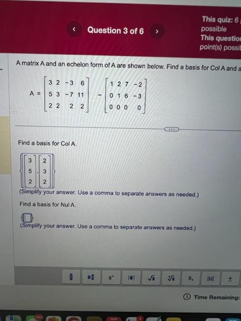 Solved A matrix A and an echelon form of A are shown below. | Chegg.com