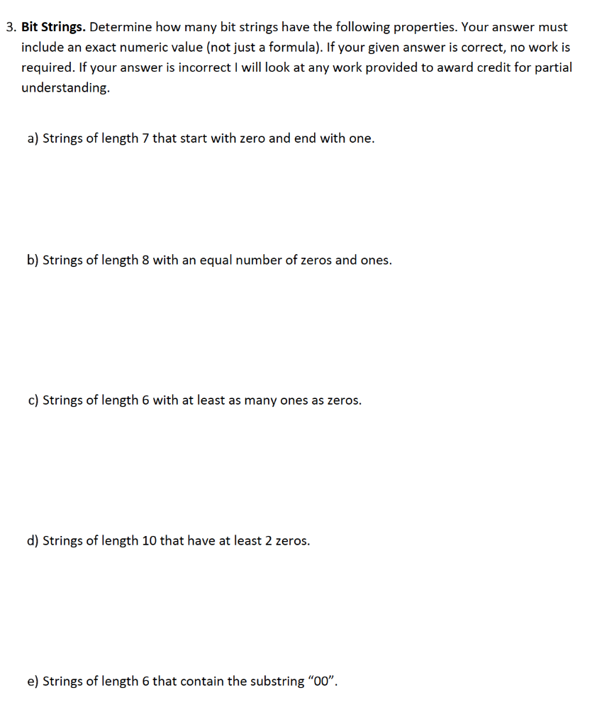 Solved 3 Bit Strings Determine How Many Bit Strings Have 2357