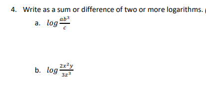 Solved Express as a single logarithm with a coefficient of | Chegg.com