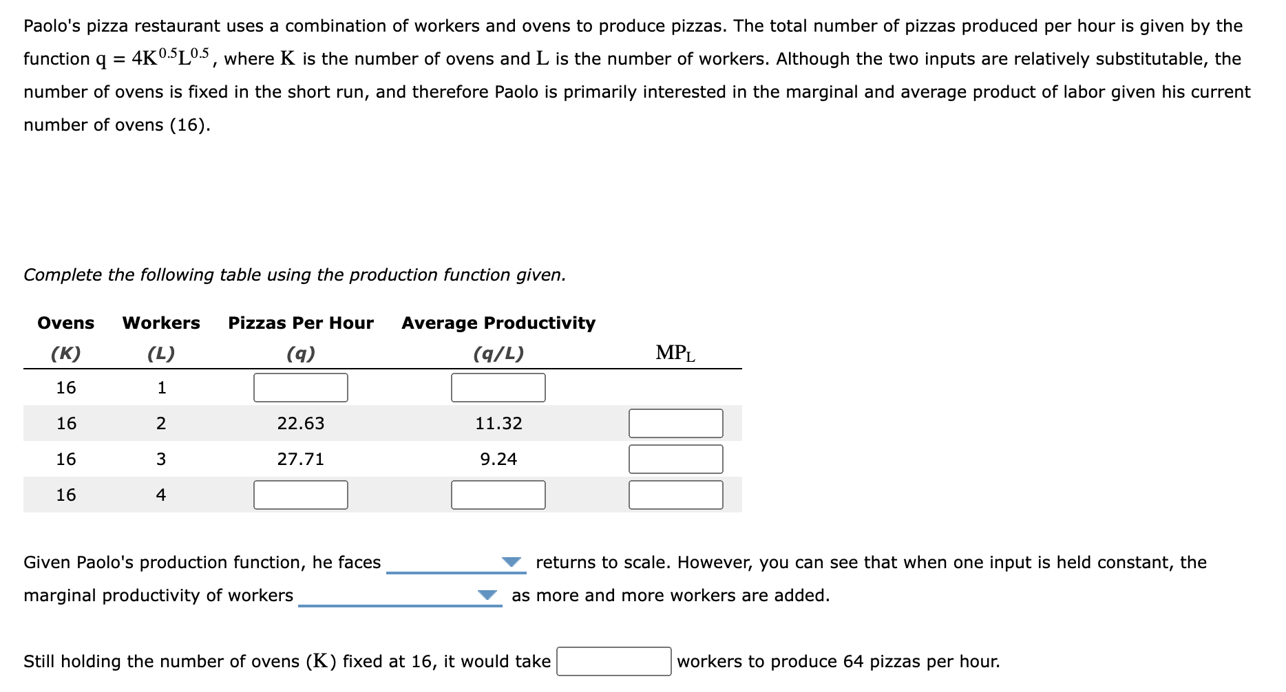 Solved Paolo's pizza restaurant uses a combination of | Chegg.com