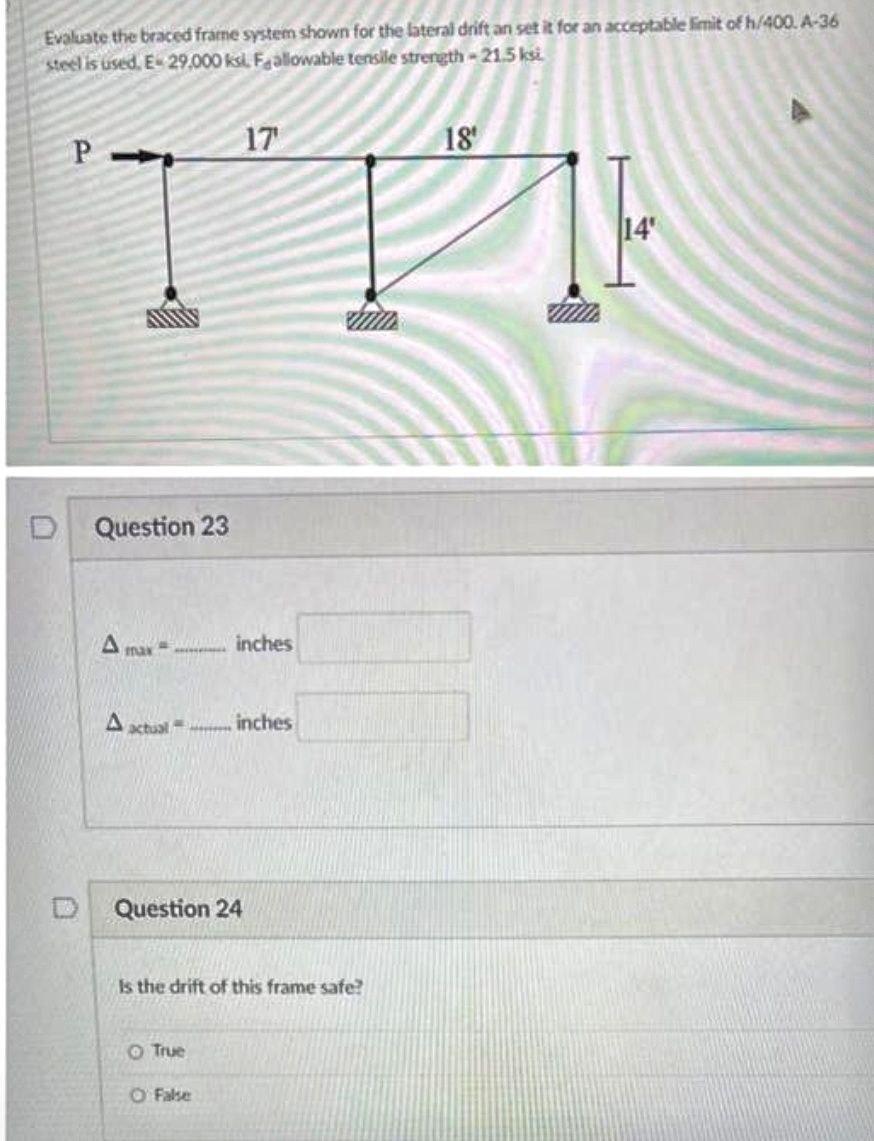 Evaluate the braced frame system shown for the | Chegg.com