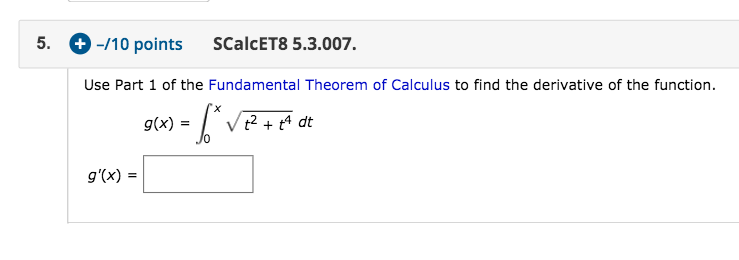 Solved + -/10 points 5. SCalcET8 5.3.007. Use Part 1 of the | Chegg.com