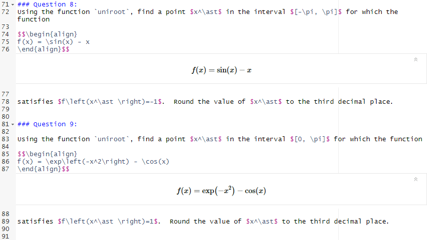 Solved 71 - ### Question 8: 72 Using the function "uniroot, | Chegg.com