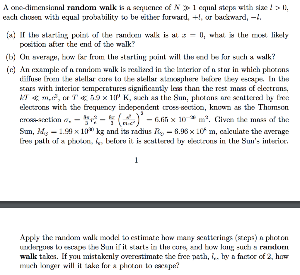 Solved A one-dimensional random walk is a sequence of N 1 | Chegg.com