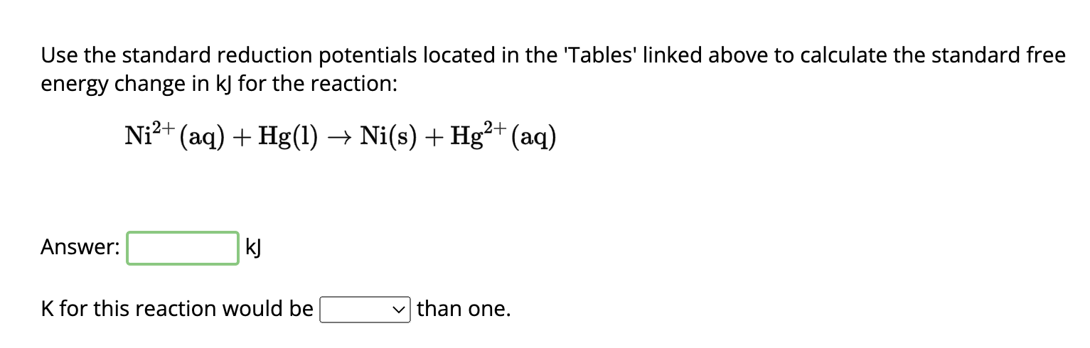 Solved Use the standard reduction potentials located in the | Chegg.com