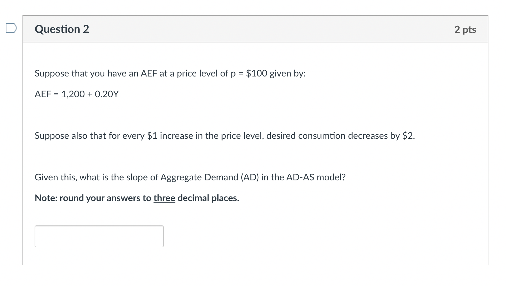 Solved Suppose that you have an AEF at a price level of | Chegg.com