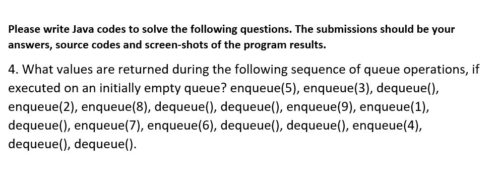 Solved Please write Java codes to solve the following | Chegg.com