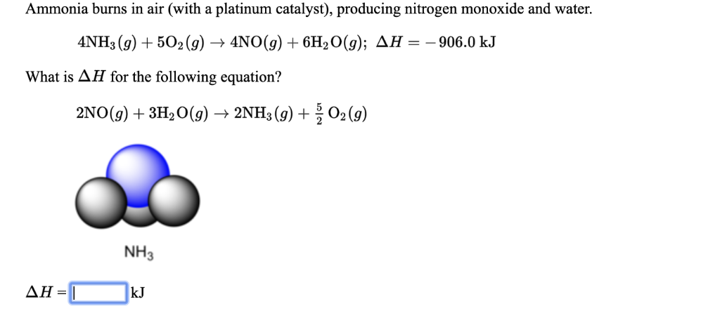Solved Ammonia burns in air (with a platinum catalyst), | Chegg.com