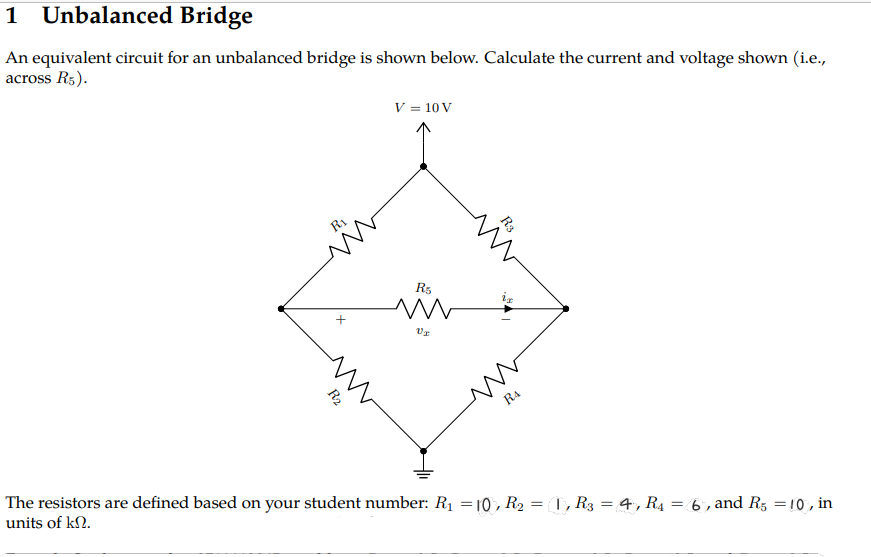 Solved 1 ﻿Unbalanced BridgeAn equivalent circuit for an | Chegg.com