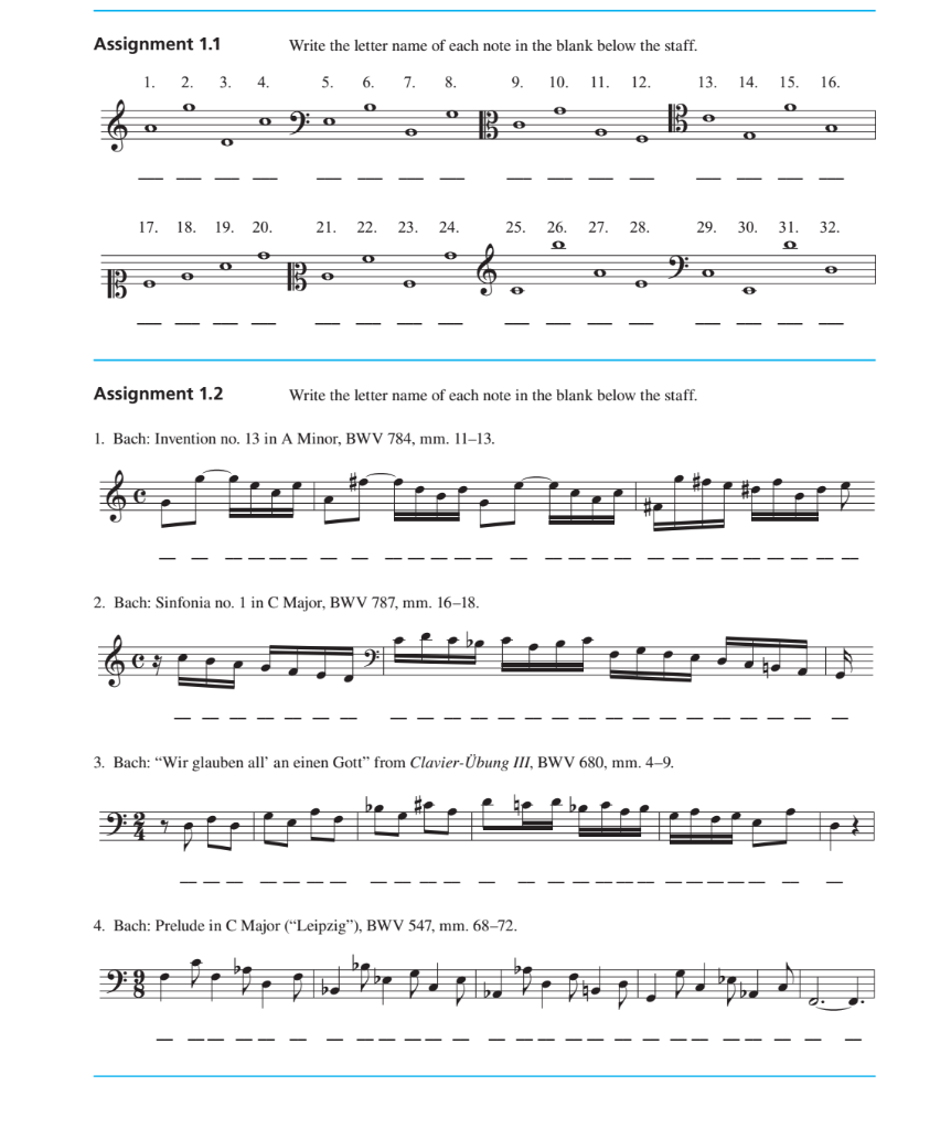 Assignment 1.1 Write the letter name of each note in | Chegg.com