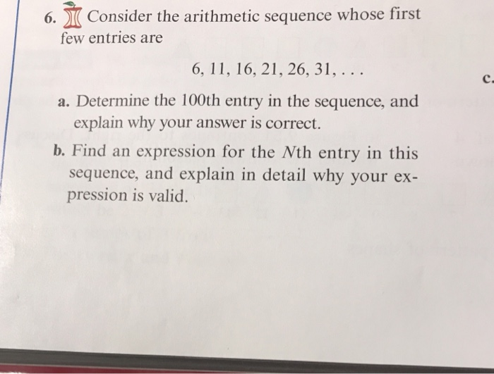 Solved 6consider The Arithmetic Sequence Whose First Few