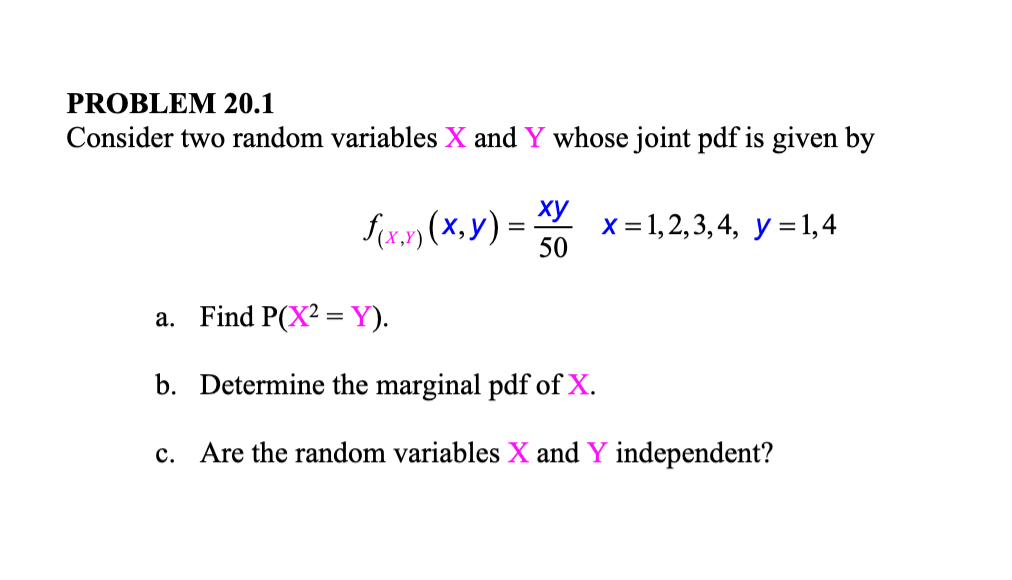 Solved PROBLEM 20.1 Consider two random variables X and Y | Chegg.com