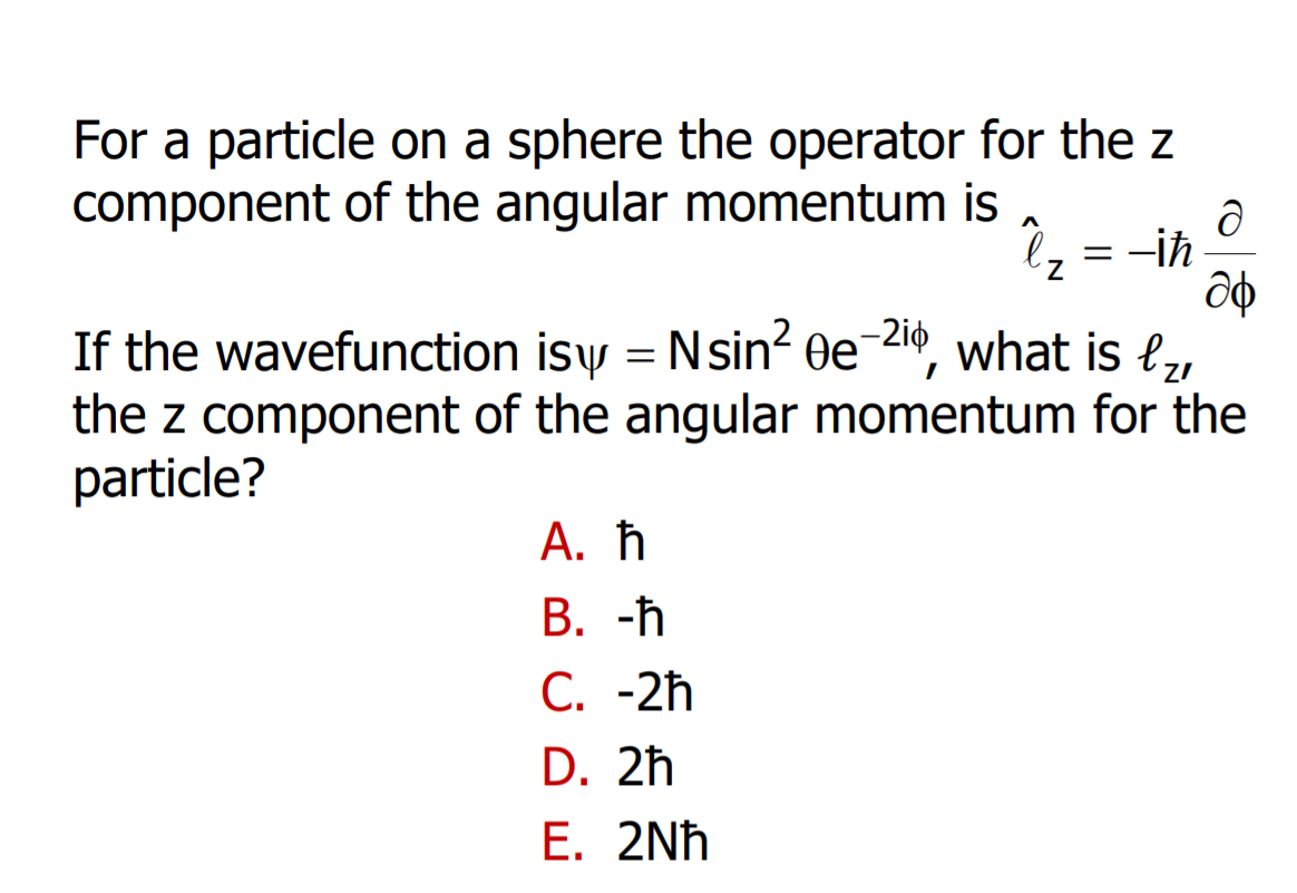 Solved ^ = Z = ZI For a particle on a sphere the operator | Chegg.com