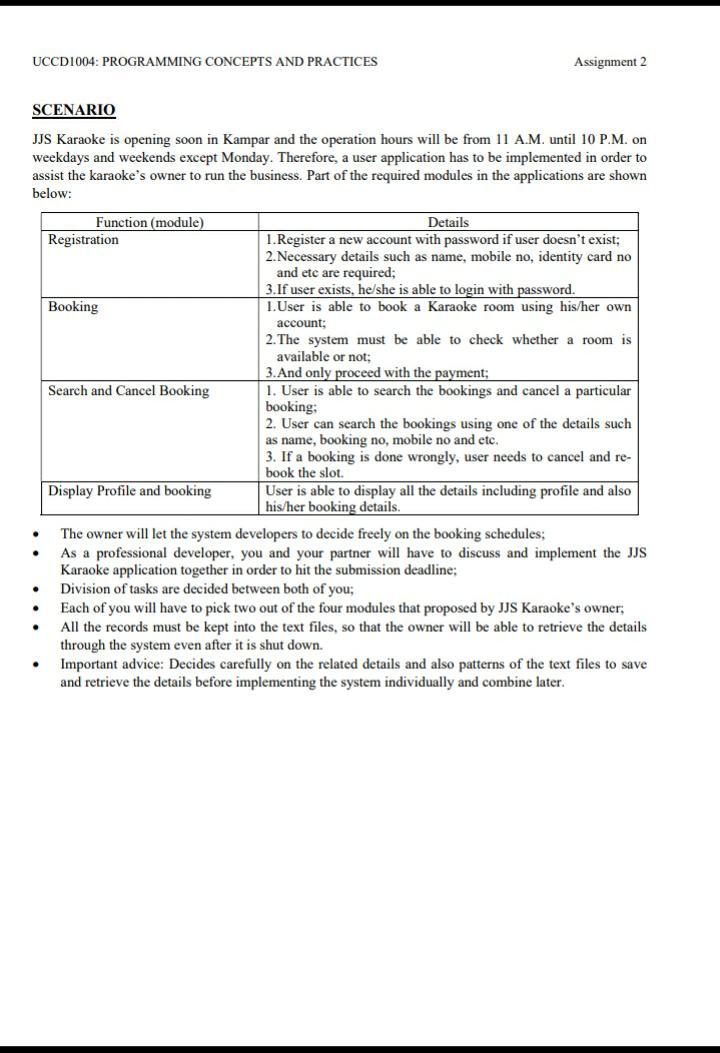 UCCD1004: PROGRAMMING CONCEPTS AND PRACTICES | Chegg.com