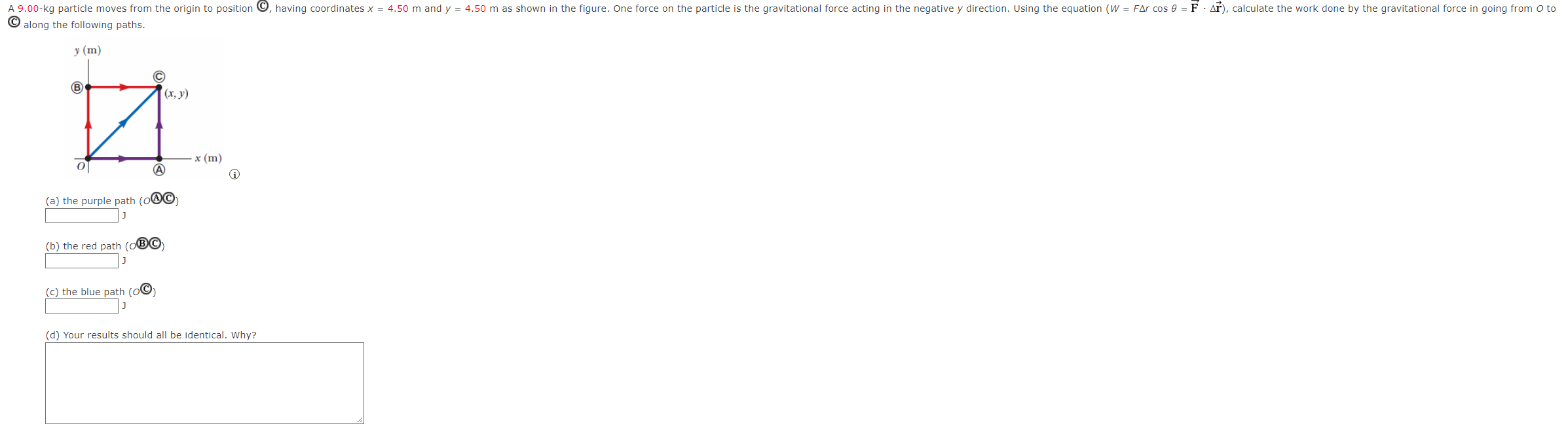 Solved A 9.00-kg particle moves from the origin to position | Chegg.com