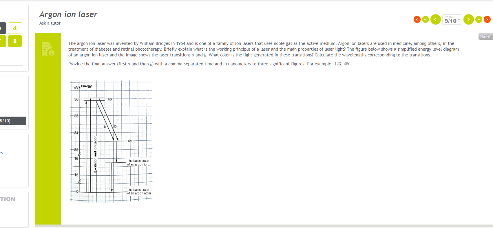 Solved Argon ion laser Ask a tutor Provide the final answer | Chegg.com