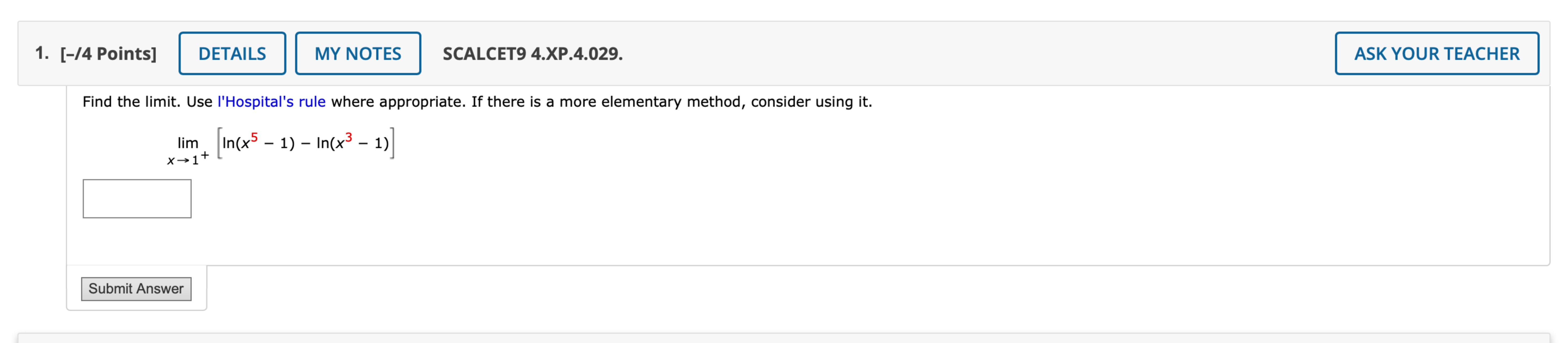 Solved Points]SCALCET9 4.XP.4.029.Find the limit. ﻿Use | Chegg.com