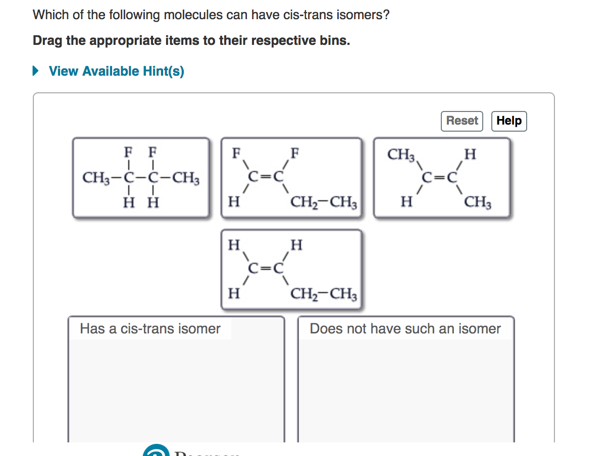 Solved Which of the following molecules can have cis-trans | Chegg.com
