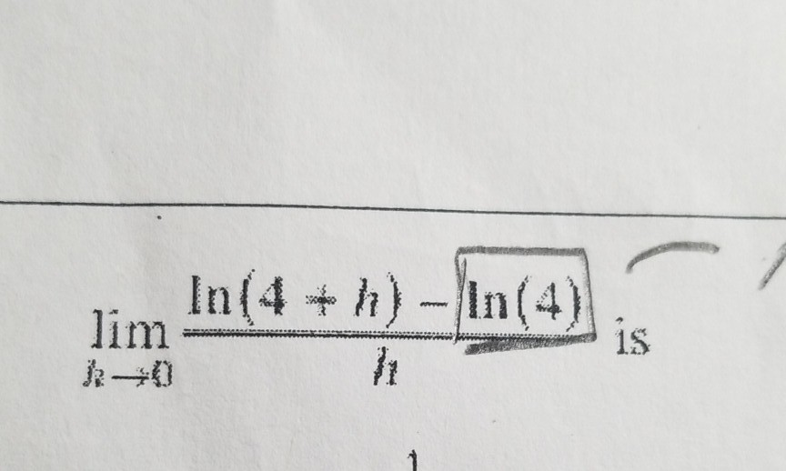 Solved lim In (4 + h) – In(4) | Chegg.com