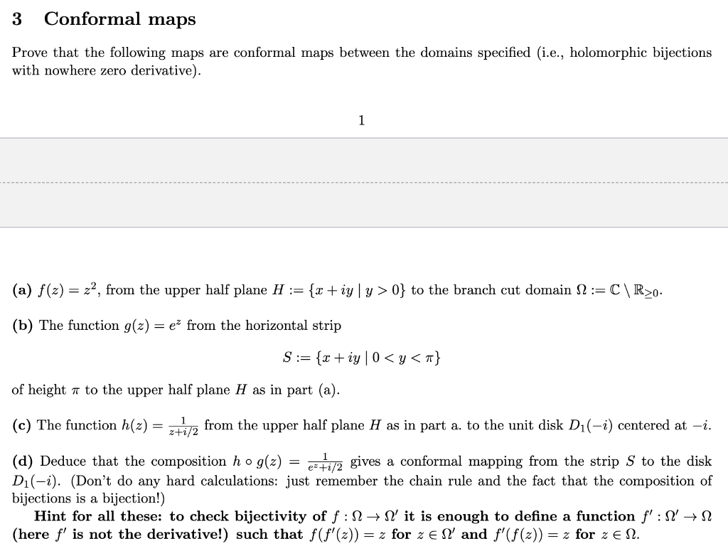 Solved 3 Conformal maps Prove that the following maps are | Chegg.com