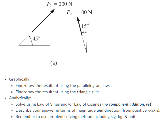 Solved - Graphically: - Find/draw the resultant using the | Chegg.com