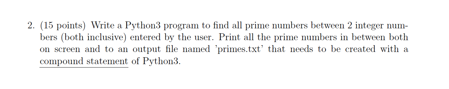 Solved 2 15 Points Write A Python3 Program To Find All 4680