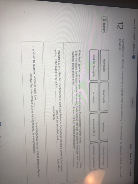 Solved Week 9: Urinary 1 2 Complete the following stetements | Chegg.com
