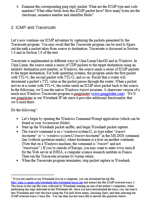 Solved Let's begin our ICMP adventure by capturing the | Chegg.com