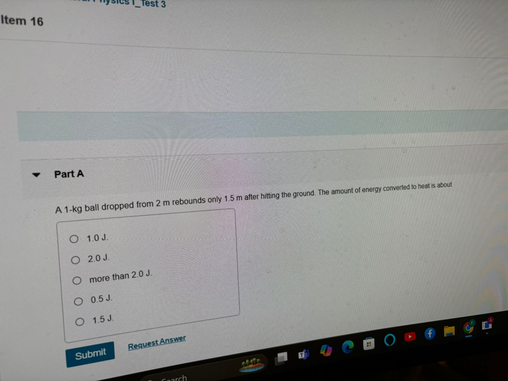 Solved Part AA 1- ﻿kg ball dropped from 2 ﻿m rebounds only | Chegg.com
