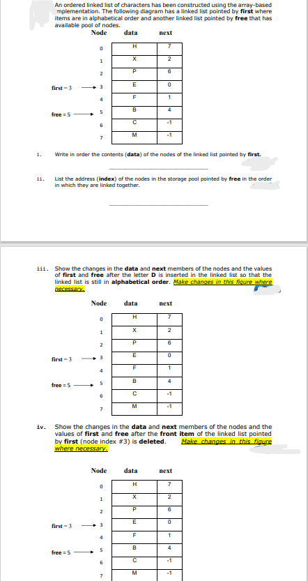 Solved An ordered linked list of characters has been | Chegg.com