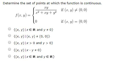 Solved Determine the set of points at which the function is | Chegg.com