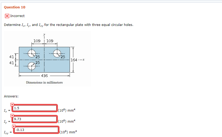 Solved Question 10 x Incorrect Determine Ig, Iy, and Ixy for | Chegg.com