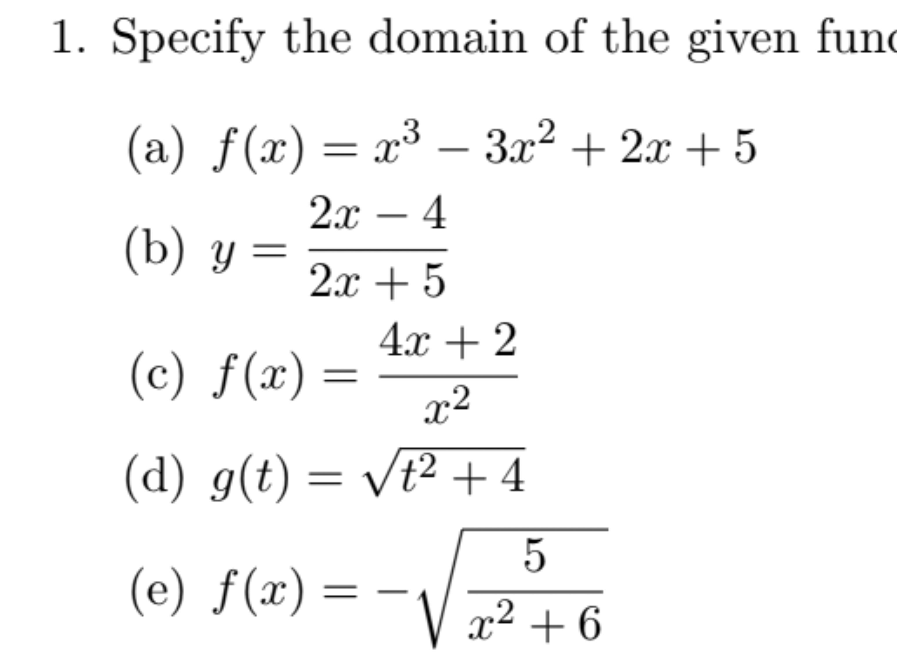 Solved Specify the domain of the given | Chegg.com