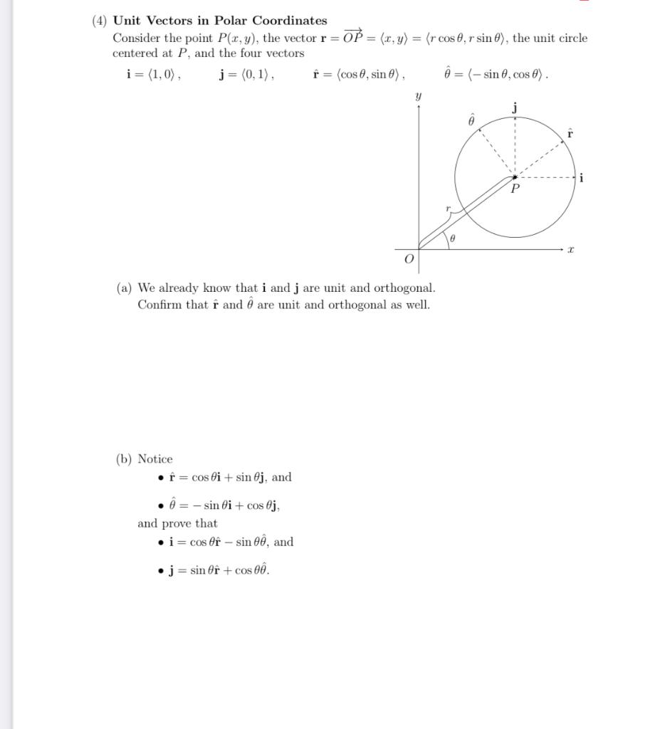 Solved (4) Unit Vectors in Polar Coordinates Consider the | Chegg.com