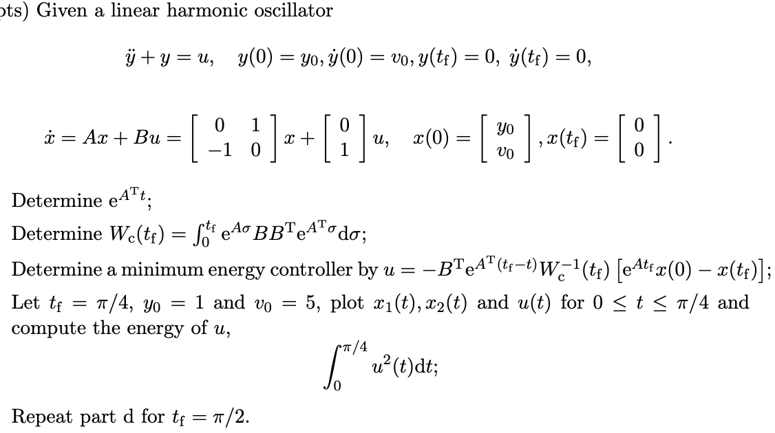 Solved ts) Given a linear harmonic oscillator | Chegg.com