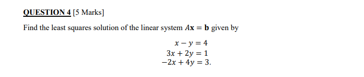 Solved Find the least squares solution of the linear system | Chegg.com