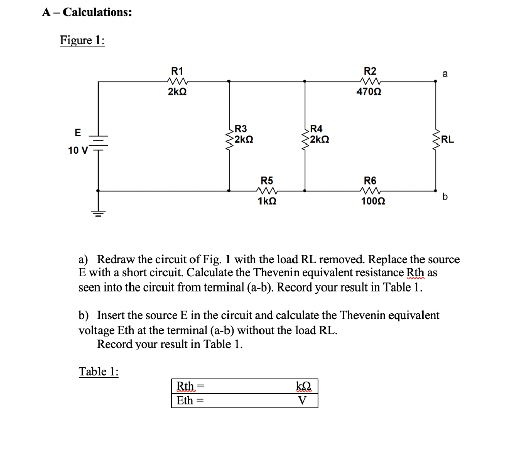 Solved A- Calculations: Figure 1: R1 - R2 T 2k2 47002 10 V | Chegg.com