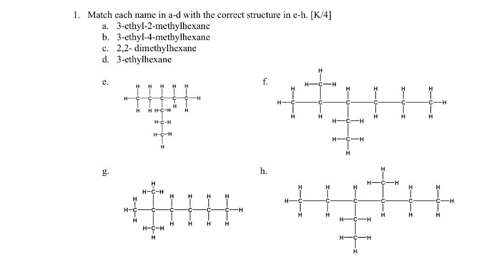 Solved 1. Match each name in a-d with the correct structure | Chegg.com