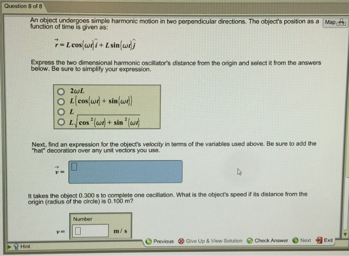 Solved An object undergoes simple harmonic motion in two | Chegg.com
