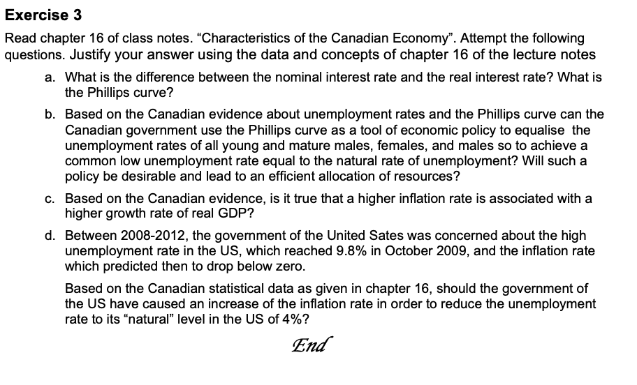 Solved Exercise 3Read chapter 16 ﻿of class notes. | Chegg.com