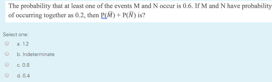 Solved The probability that at least one of the events M and | Chegg.com