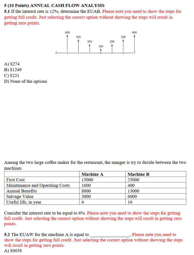 Solved 5 (10 Points) ANNUAL CASH FLOW ANALYSIS 5.1 If the | Chegg.com