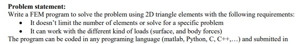 Problem statement: Write a FEM program to solve the | Chegg.com