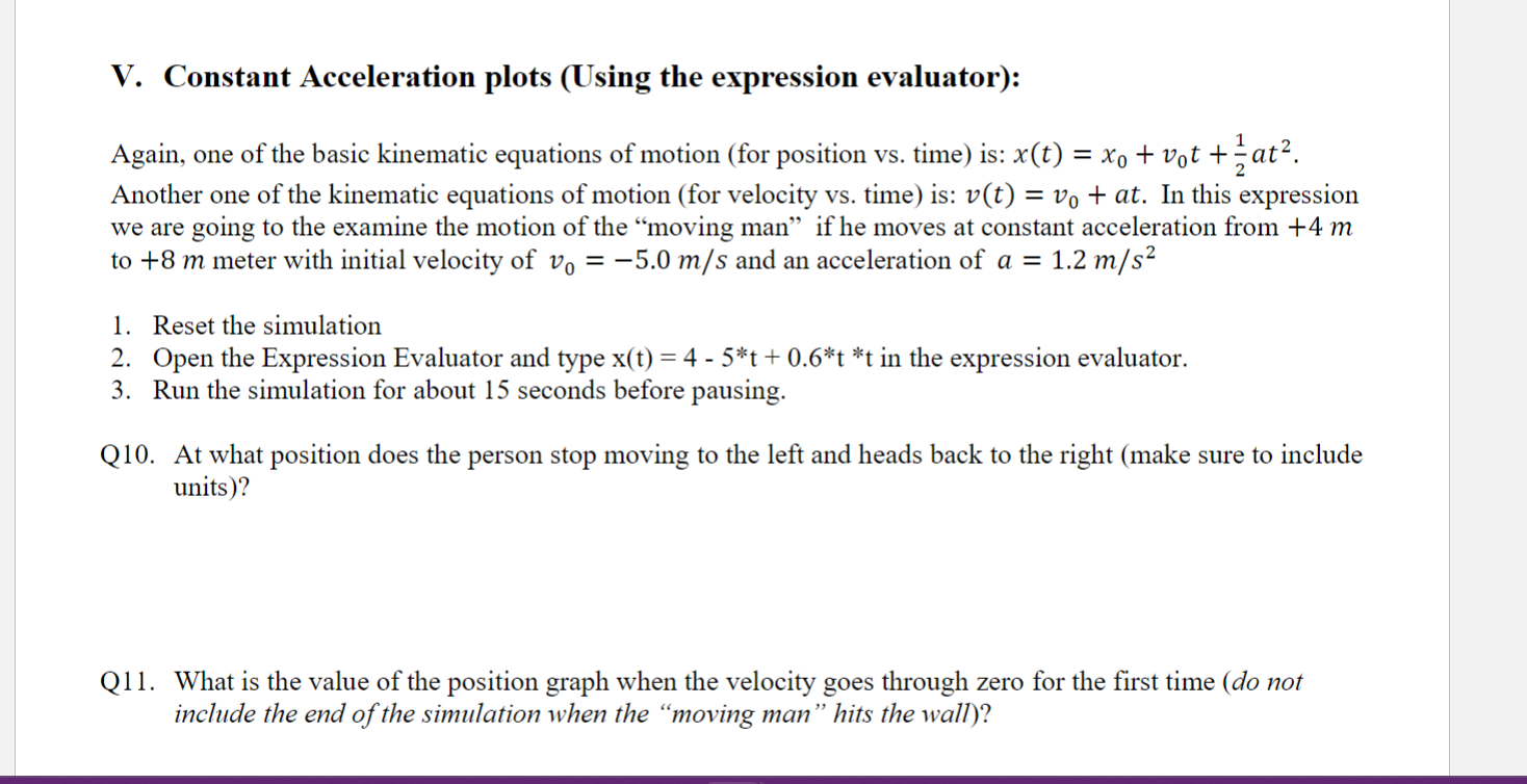 Solved This is the moving man simulation for my physics lab | Chegg.com