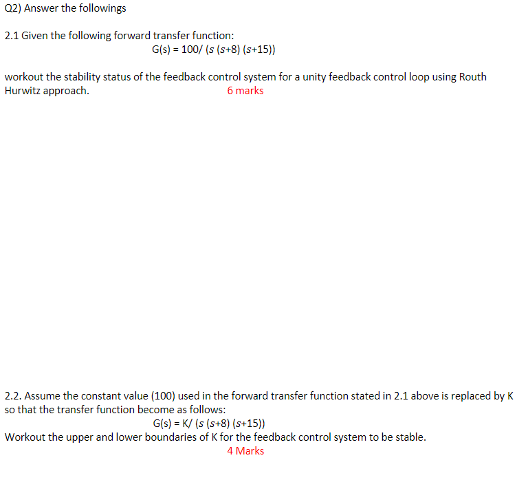 Solved Q2) Answer the followings 2.1 Given the following | Chegg.com