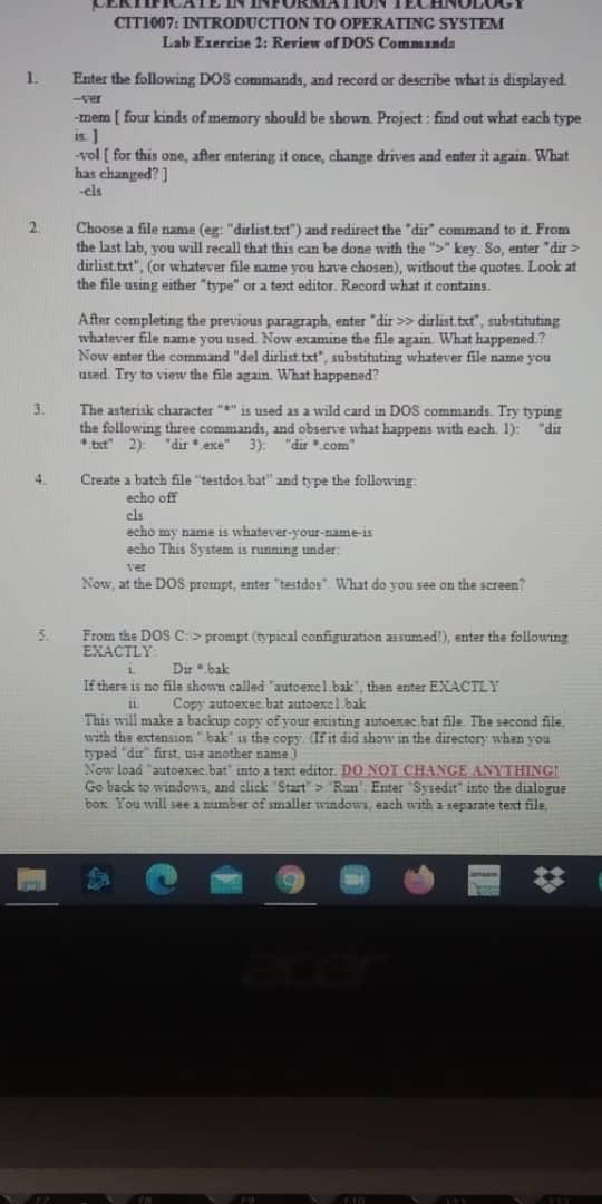 Solved CIT1007: INTRODUCTION TO OPERATING SYSTEM Lab | Chegg.com
