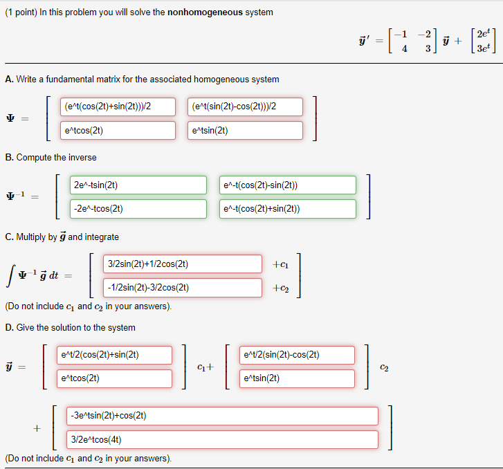 Solved (1 point) In this problem you will solve the | Chegg.com
