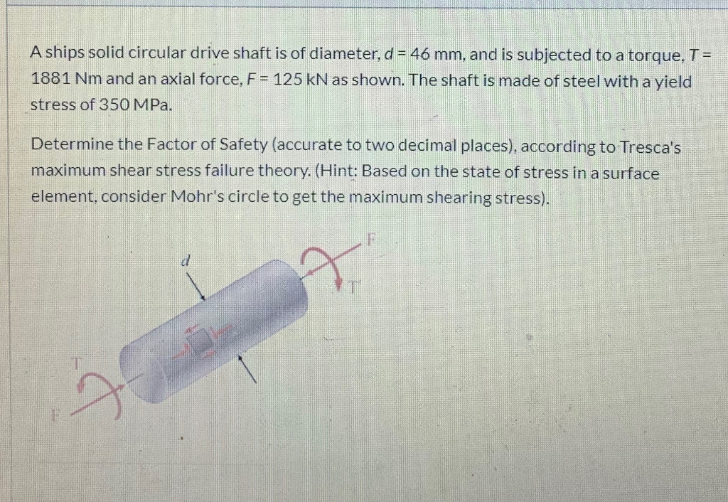 Solved A ships solid circular drive shaft is of diameter, d | Chegg.com