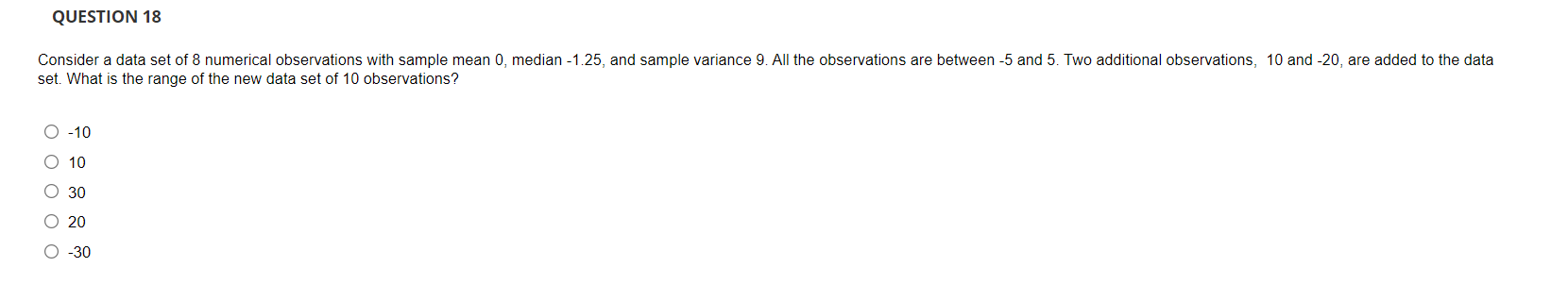 Solved QUESTION 18 Consider a data set of 8 numerical | Chegg.com